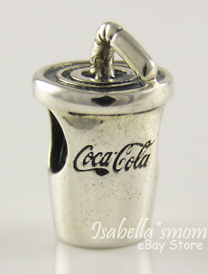 COCA-COLA 925 Sterling Silver COKE Soda Cup European Bead/Charm NEW w ...