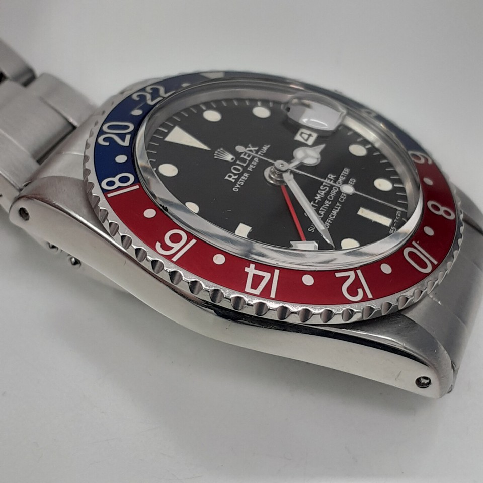 Full Set Rolex GMT Master 40 mm Steel Pepsi Red Blue Watch 1675 Circa ...