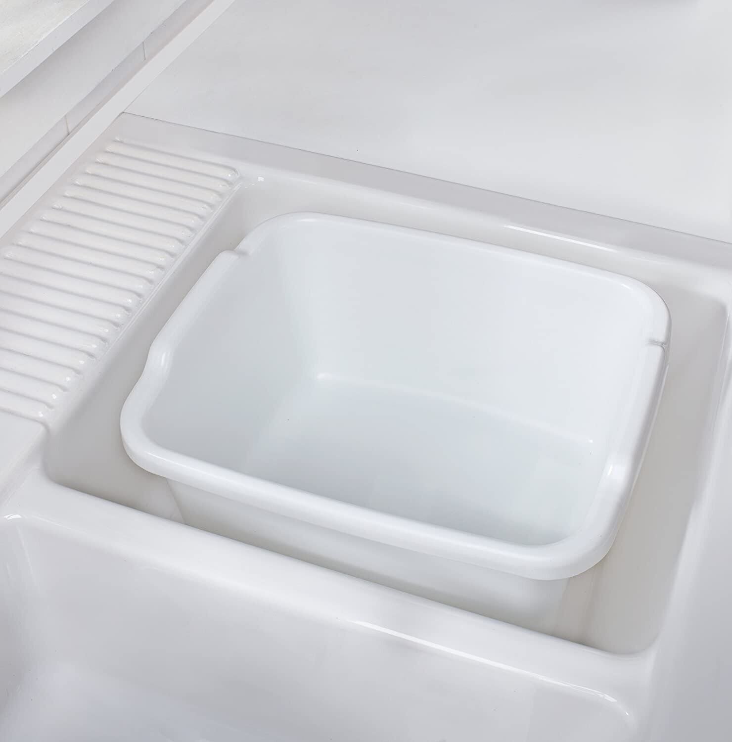 Rubbermaid 2970ARWHT Plastic Microban Antimicrobial Dishpan White 15.6 ...