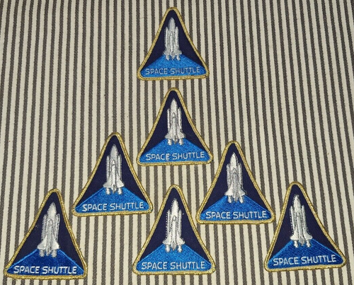 LOT OF 7 SET NOS NASA SPACE SHUTTLE TRIANGLE EMBROIDERED PATCHES w/GOLD ...