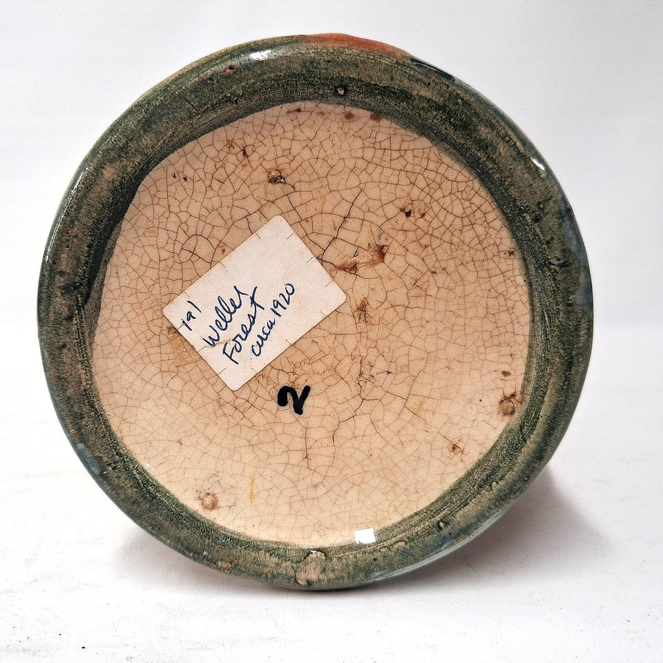 Antique Weller Forest Art Pottery Pitcher Scenic Landscape Handled Vase ...