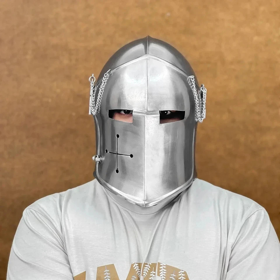 Medieval Barbuta Knight Helmet with Visor Warrior Armor for LARP ...