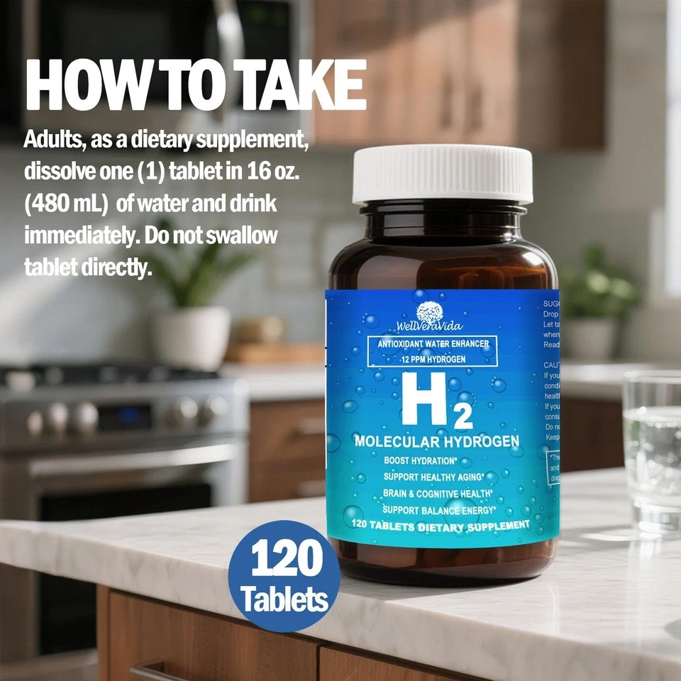 Hydrogen Water Tablets, 12PPM H2 Molecular Tablets for Drinking Water w ...