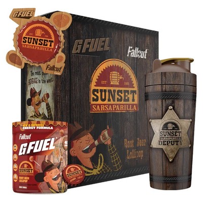 GFUEL Fallout Sunset Sarsaparilla Collector's Box Shaker + Bottle Cap ...