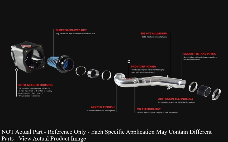 Injen PF Cold Air Intake System Intake Kit Silver #PF2059P 843115022181 ...