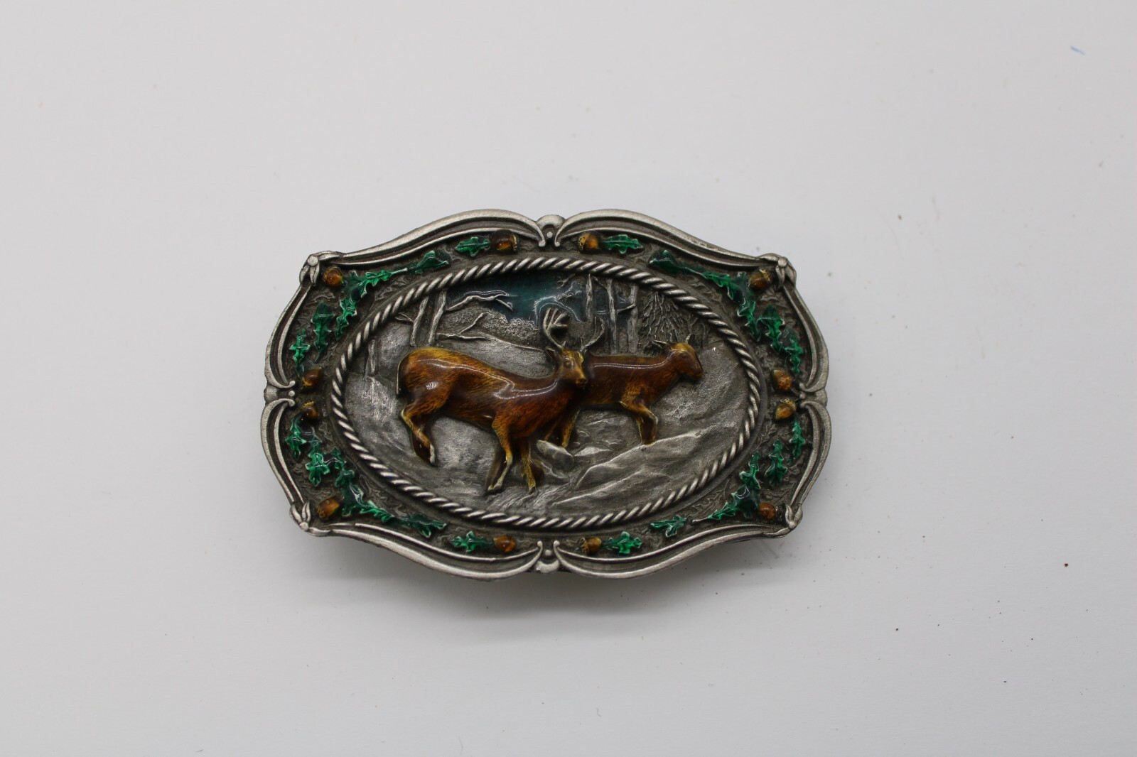 Deer, Buck, Running Belt Buckle, 1985, vintage, metal… - Gem