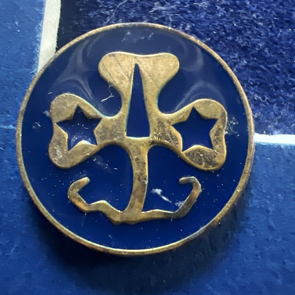 VINTAGE GIRL SCOUT TREFOIL CLOVER PIN 1920-30 BLUE ENAMEL DOUBLE STAR 0 ...