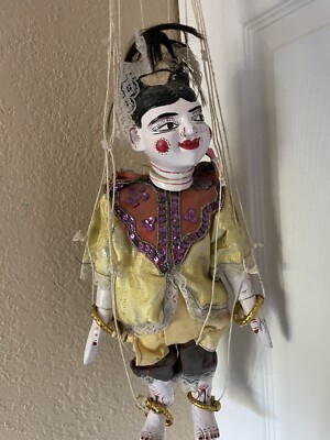 Antique Burmese Marionette Hand Made Wooden String Puppet 14” Vintage ...