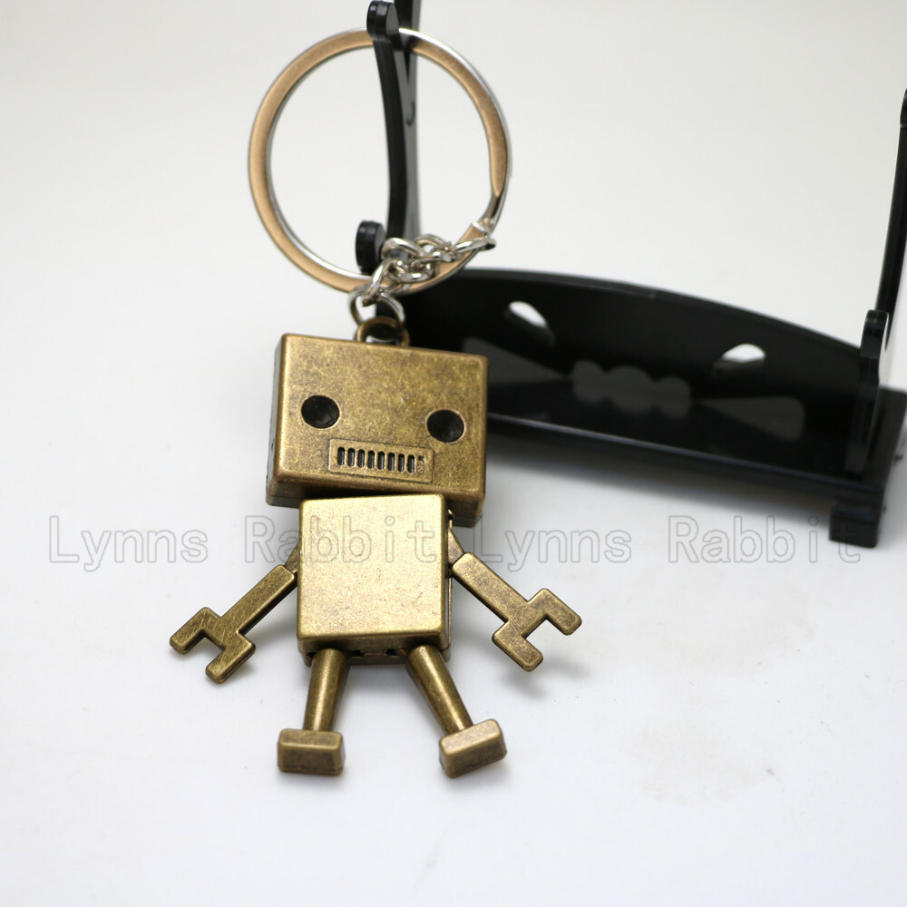 Retro Rotatable Robot Keychain Keyring Metal Bag Pendant Accessories ...