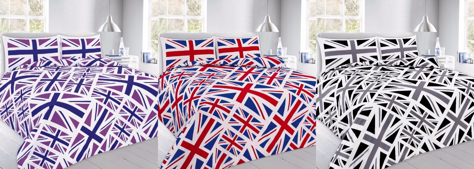 UNION JACK DUVET QUILT COVER SETS WITH PILLOW CASES 3 COLOURS | eBay UK