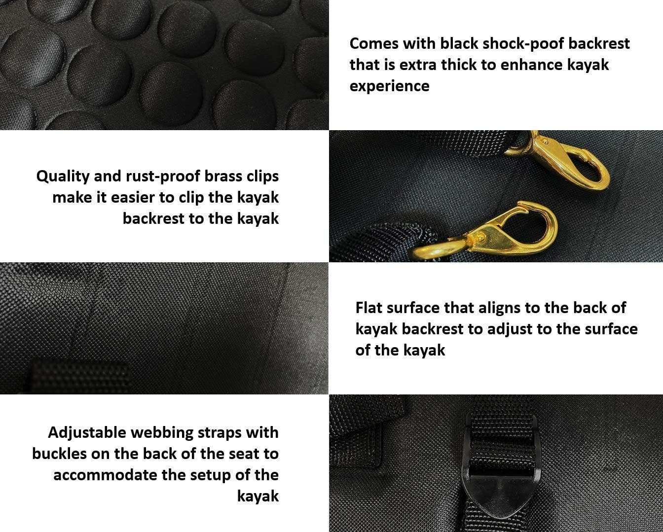 Bargain Marine Adjustable Straps Black Padded Kayak Canoe Backrest ...