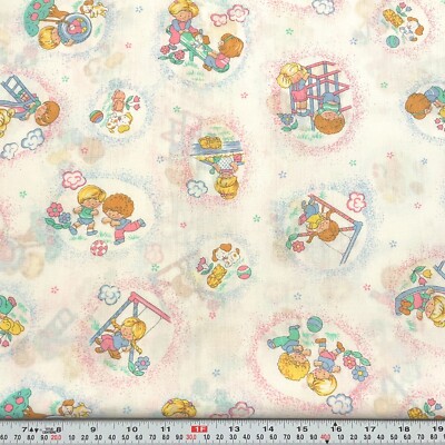 Vintage Children Playground Scenes Cotton Blend Fabric by the HALF YARD ...