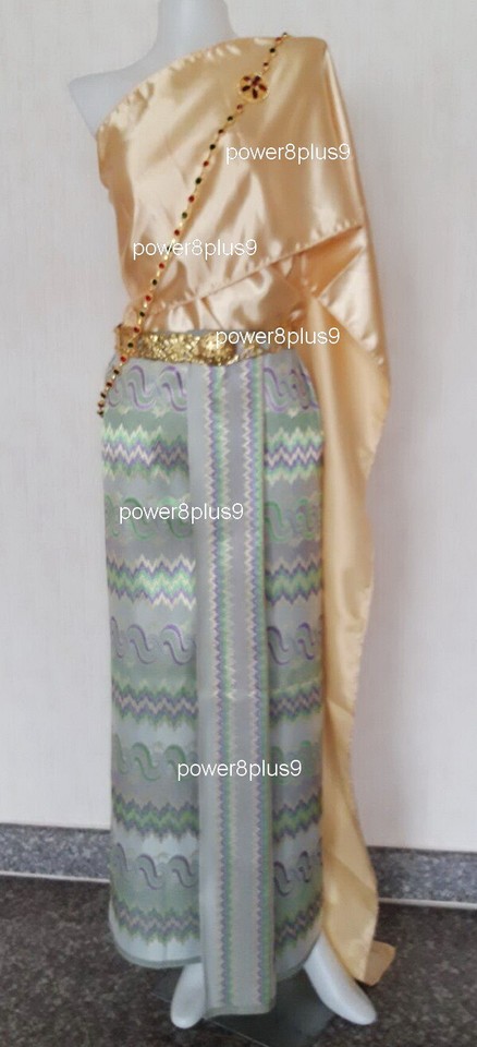 Traditional Thai Costume Wedding Dress Wrap Sinh Skirt Cloth Carnival ...