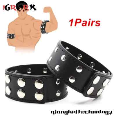 Cool Men Leather Arm Band Bandage Hand Restraint Upper Arm Cuff Snap ...