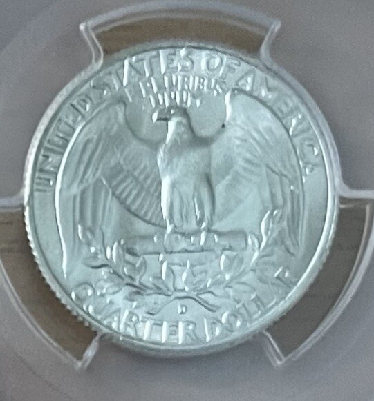 1964 D PCGS MS 64 Type C Reverse WASHINGTON QUARTER SILVER 25 CENTS REV ...