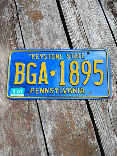 2001 Pennsylvania License Plate - "BGA 1895" 9-01 sticker KEYSTONE ...