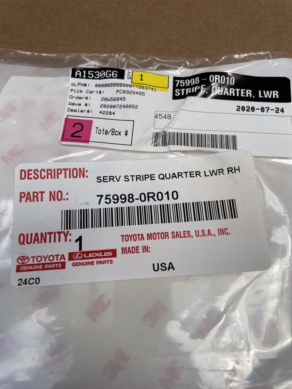 Toyota 75998-0R010 Passenger Rear Protect Strip Exterior Genuine OEM ...