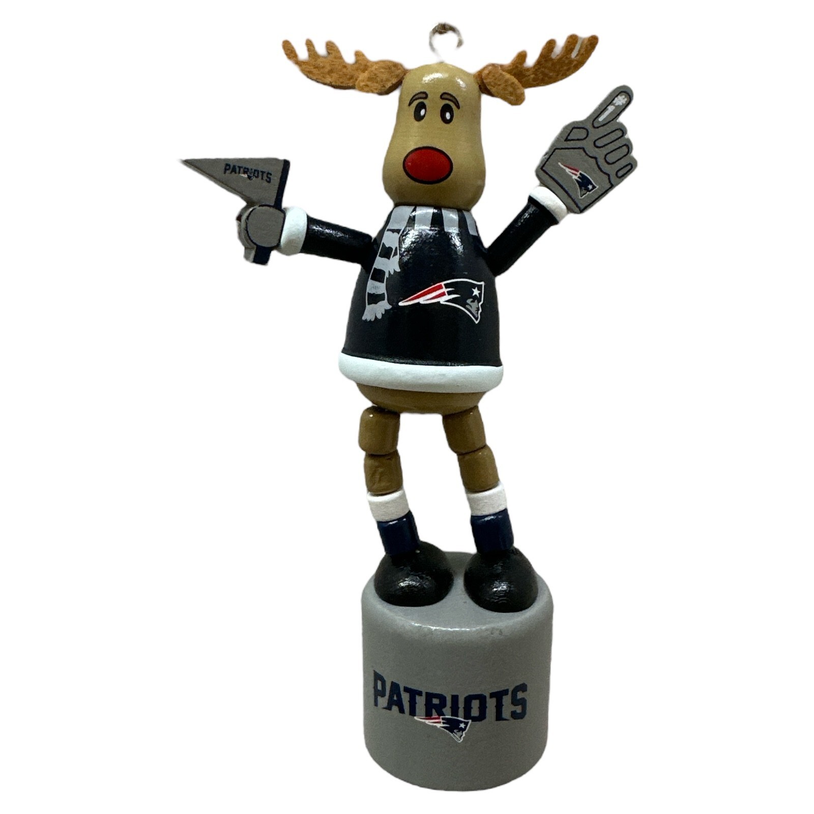 NFL New England Patriots Wooden Push Puppet Reindeer Ornament | eBay