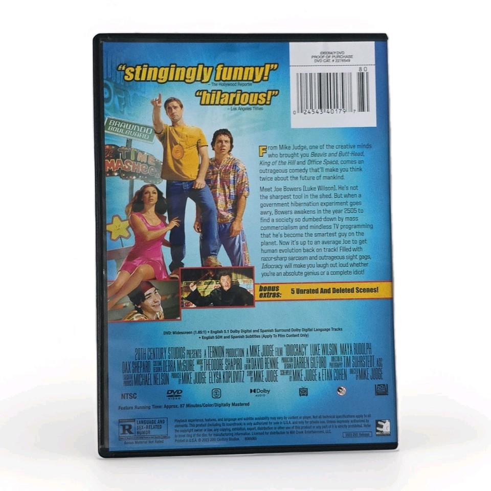 Idiocracy DVD Luke Wilson Dax Shepard Maya Rudolph Mike Judge Comedy ...