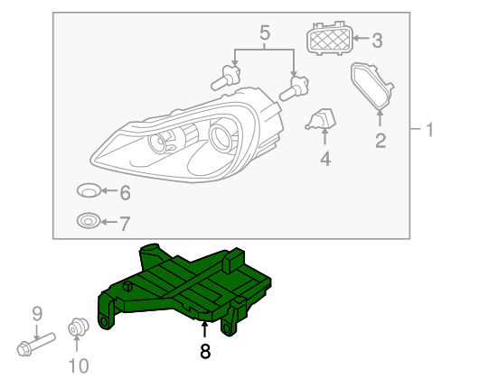 Porsche Cayenne Headlight Mounting Plate Left Bracket Genuine ...