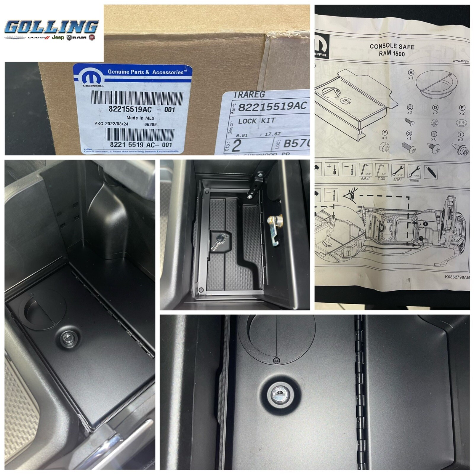 2019-2024 Ram 1500 DT Locking Console 82215519AC | eBay