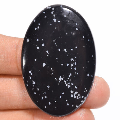 Black Snowflake Obsidian Oval Cabochon Loose Gemstone 59.5 Ct 45X35X6mm ...