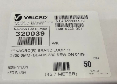 2x Velcro Brand Texacro Loop 71 - 2" Wide - Black - 50 Yards - Sew On ...