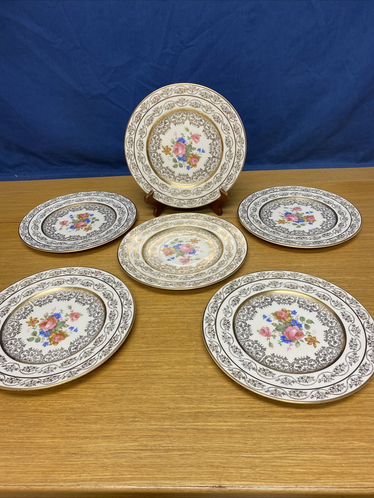 6 Vintage 22kt Gold Translucent China 10 1/4” Dinner Plates w/Gold Trim ...