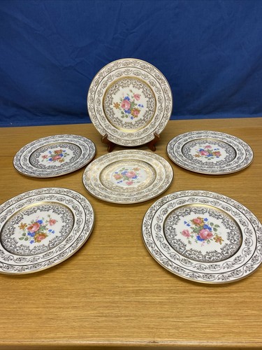 6 Vintage 22kt Gold Translucent China 10 1/4” Dinner Plates w/Gold Trim ...