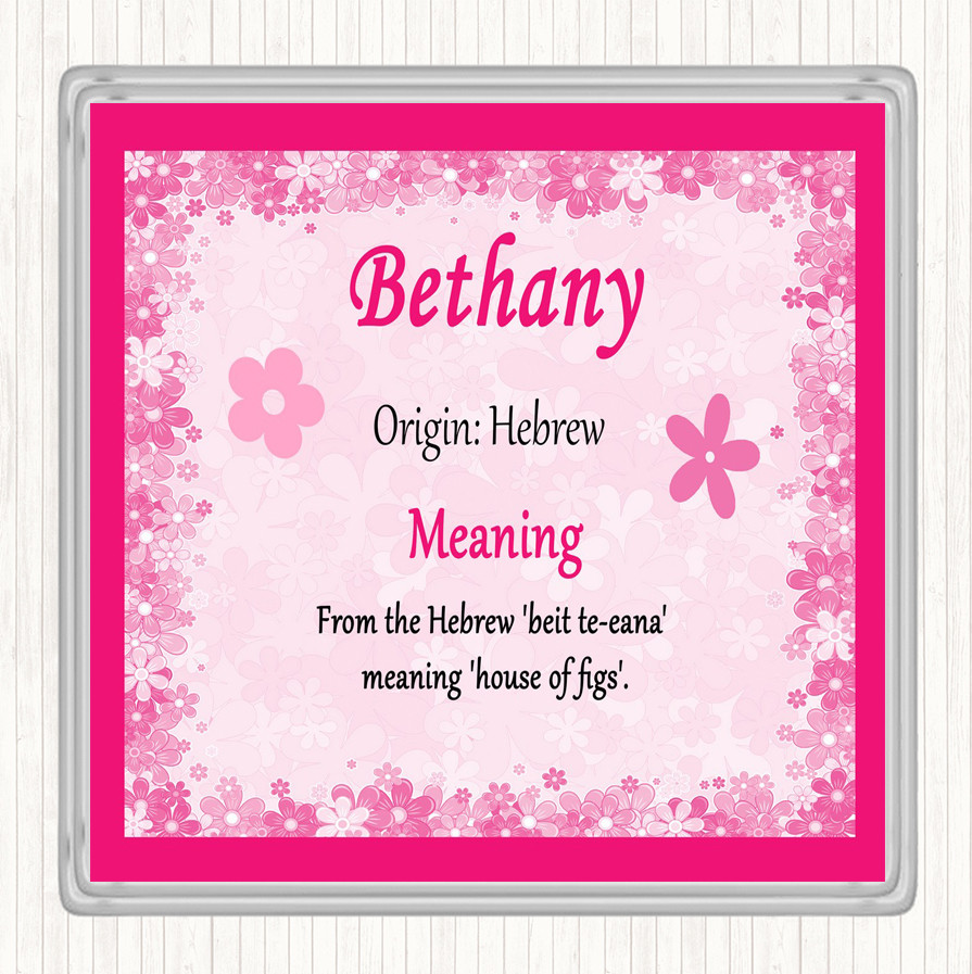 Bethany Name Meaning Drinks Mat Coaster Pink | eBay UK