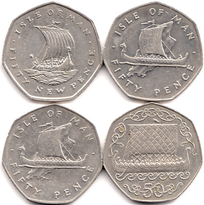 Isle Of Man IOM MANX Viking Longboat Longship 50p Fifty Pence Rare ...