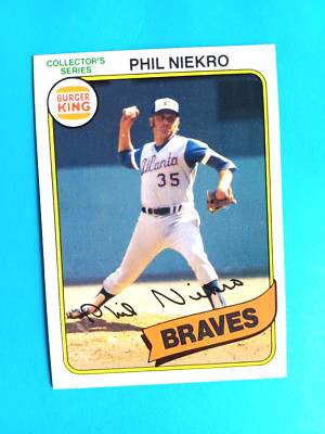 1980 TOPPS PHIL NIEKRO #6 BURGER KING PITCH HIT RUN INSERT ATLANTA ...
