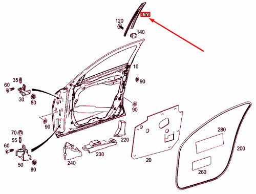 MB C W205 FRONT RIGHT DOOR B-PILLAR OUTSIDE MOLDING A2056900887 NO DUTY ...