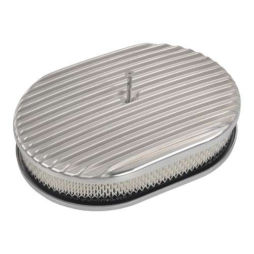 12 Inch Air Cleaner Kit Oval Full Finned Polished Aluminum | eBay