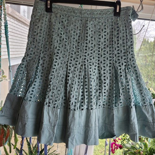 CLUB MONACO👗Mint greenAqua Eyelet Pleated Knee Length Skiry👗size4 ...