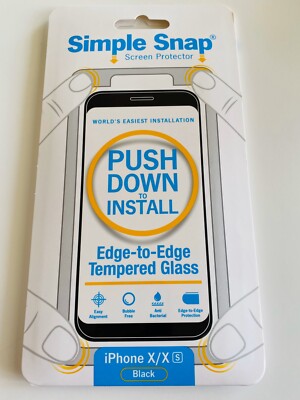 Apple iPhone X / Xs Black Simple Snap Screen Protector Tempered Glass ...