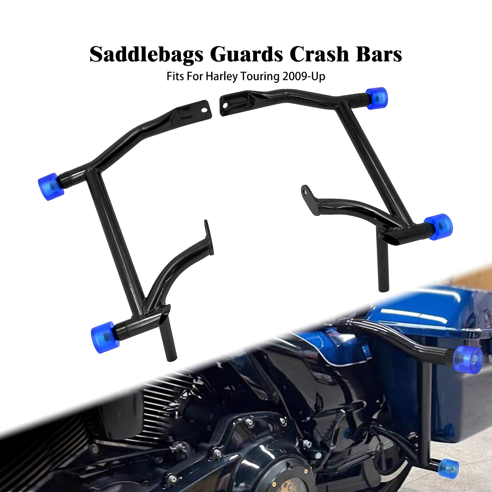 Saddlebags Guards Blue Crash Bar Sliders For Harley Touring Electra ...