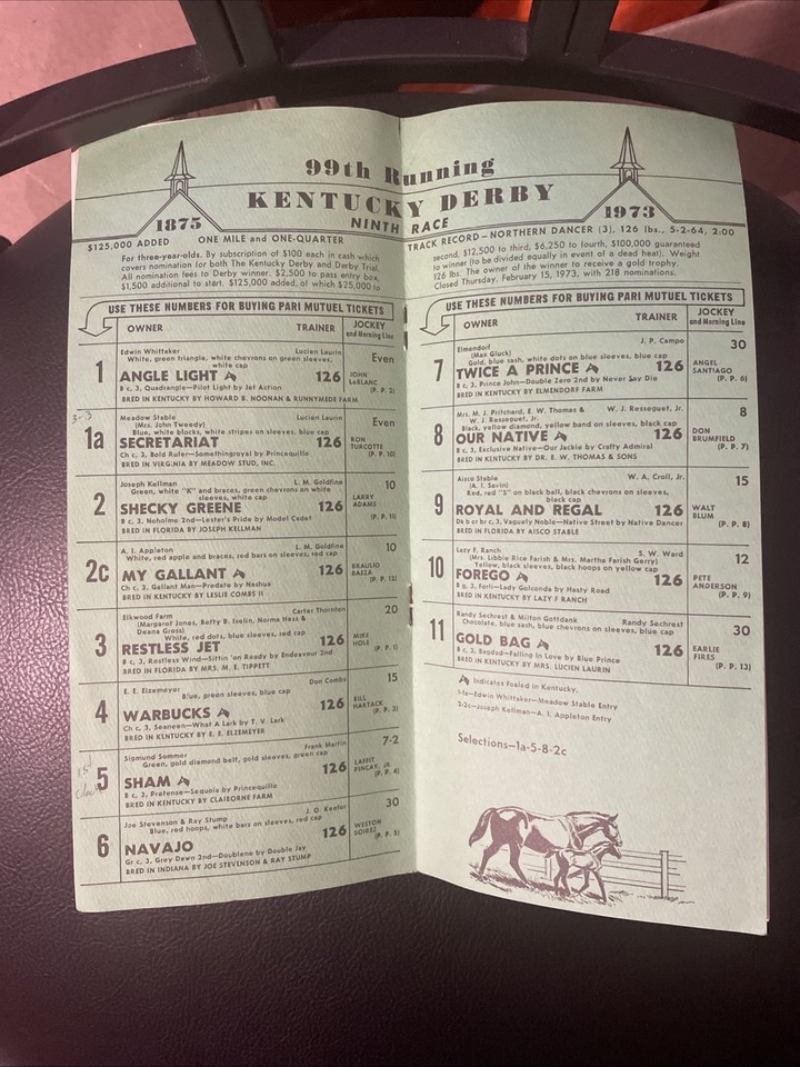 1973 Kentucky Derby Churchill Downs Program Secretariat | eBay
