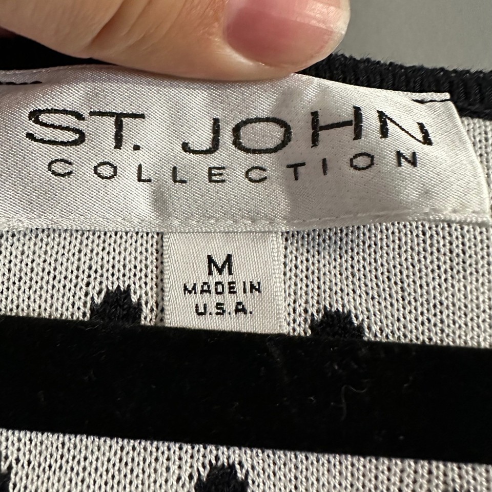 ST. JOHN COLLECTION BLACK AND WHITE POLKA DOT SWEATER TANK MEDIUM | eBay