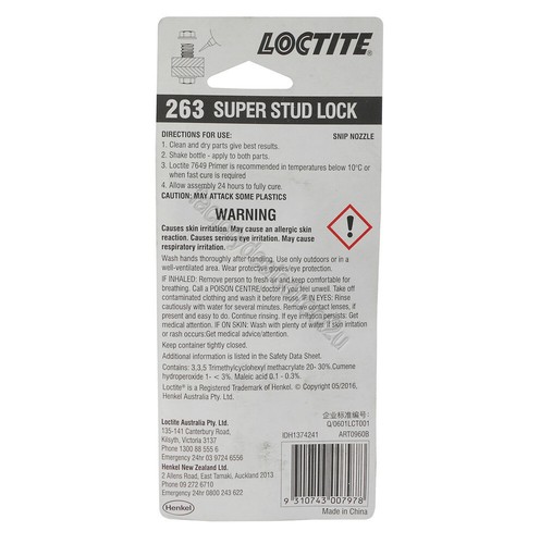 Loctite 263 Threadlocker Super Stud Lock 10ml | eBay