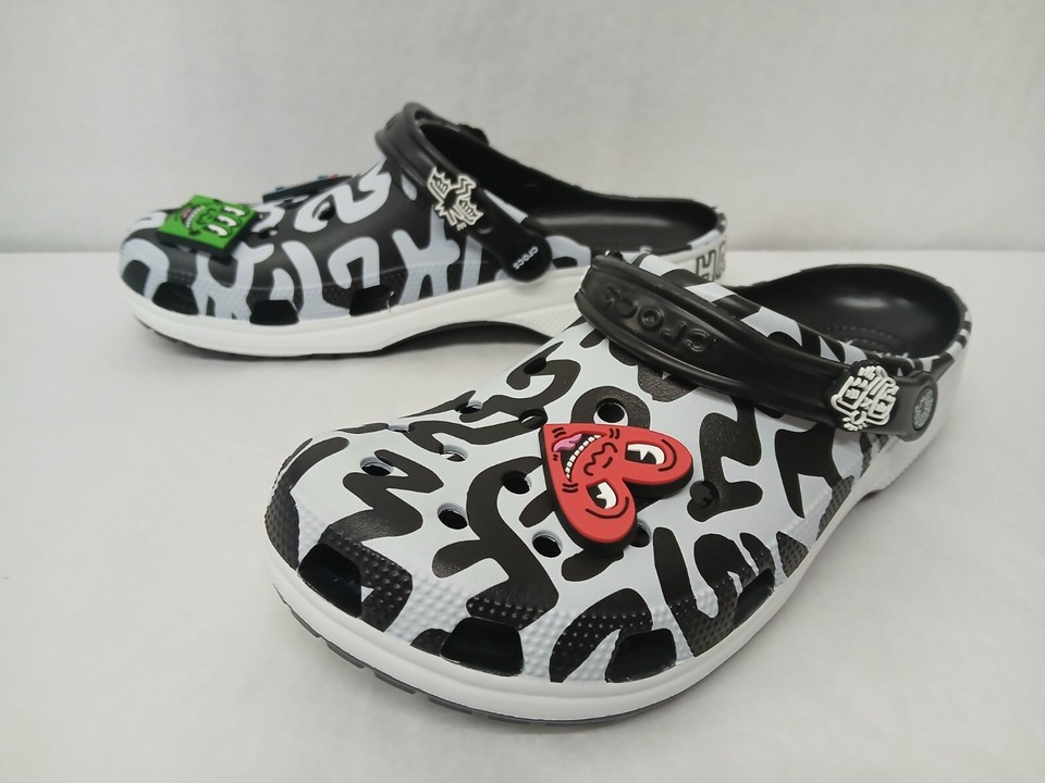 Crocs Men's Keith Haring Classic Clogs 209488-001 Black White Sz 12 ...