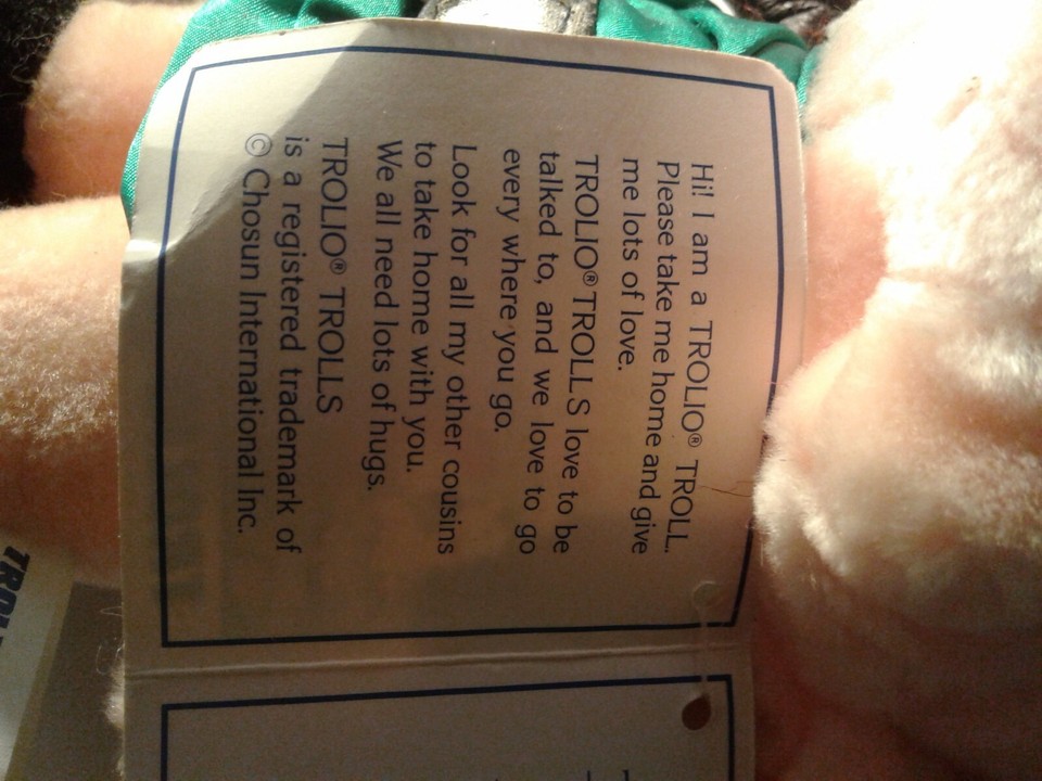 Vintage 1992 trolio troll 10x6in green orange stuff toy troll | eBay