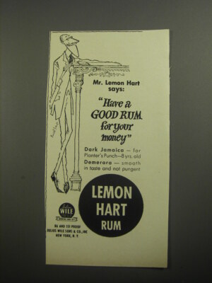 1956 Lemon Hart Rum Ad - art by Ronald Searle - Mr. Lemon Hart says | eBay
