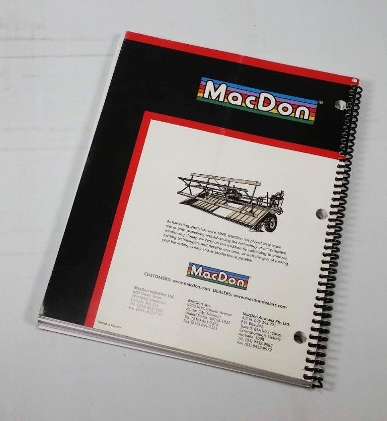 MacDon 9250/9350/9352 Self-Propelled Windrower Operator's Manual S42EV ...