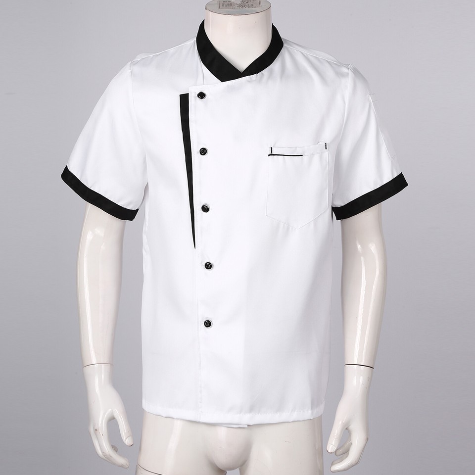 Men's Chef Coat Uniform Short Sleeve Cook Jacket Restaurant Kitchen ...