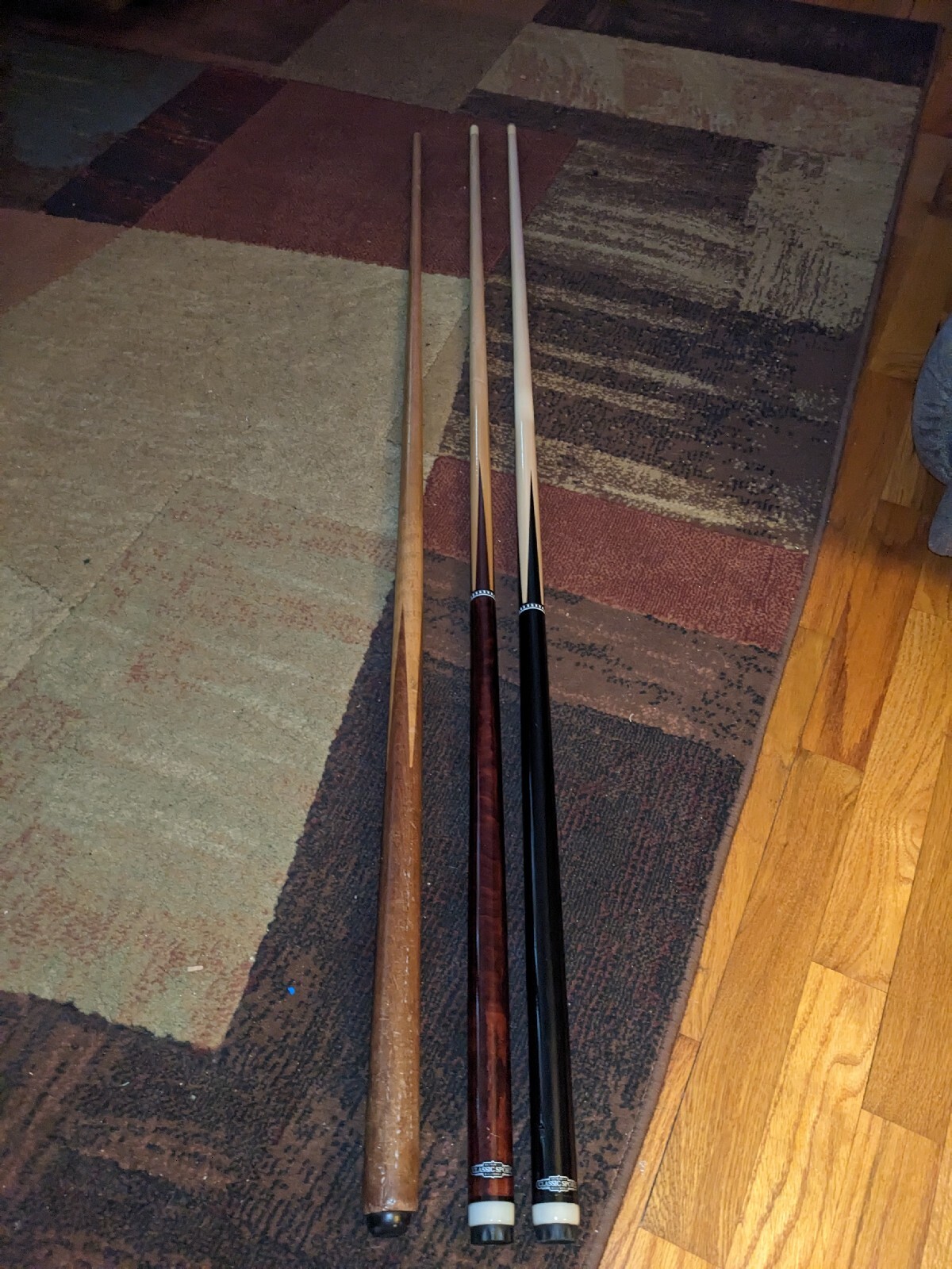 Vintage Pool Cue 1 Piece Unknown Billiards Stick - Wood & 2 Classic ...