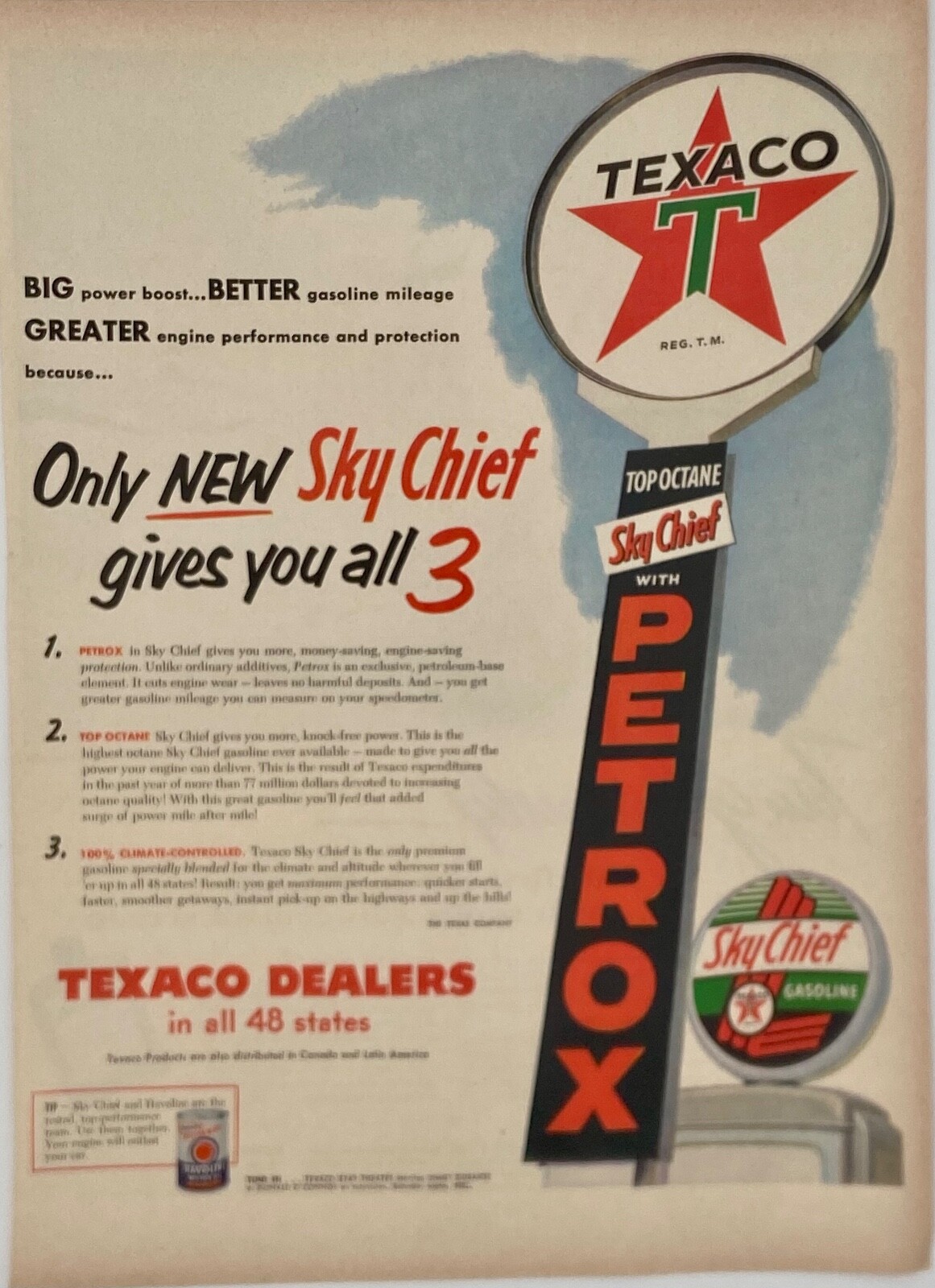 Original 1950s Texaco Ad: Sky Chief Series, Texaco Sign, Gives You All ...
