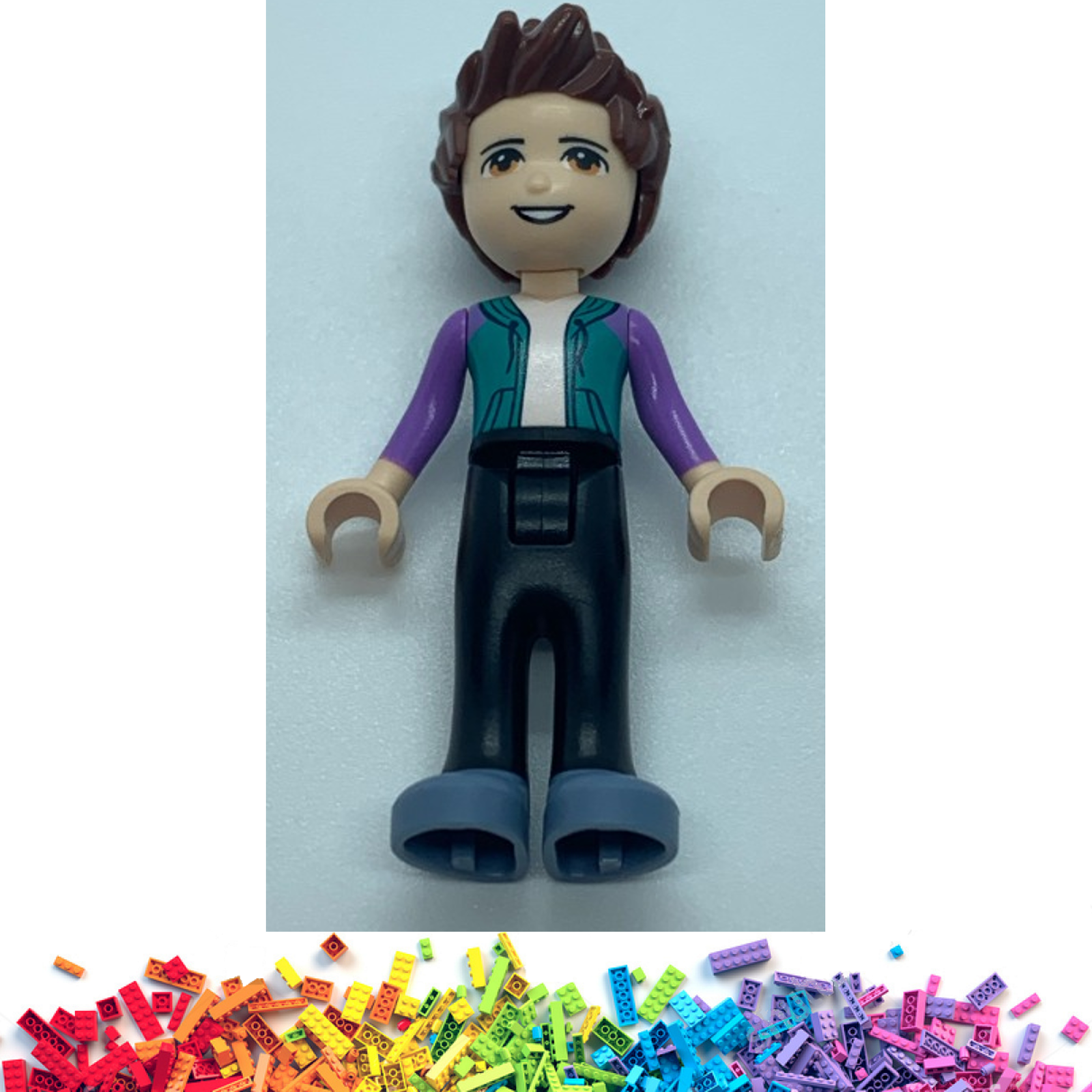 ☀️ New LEGO™ Friends - Ethan Black Trousers Dark Turquoise Minifigure ...