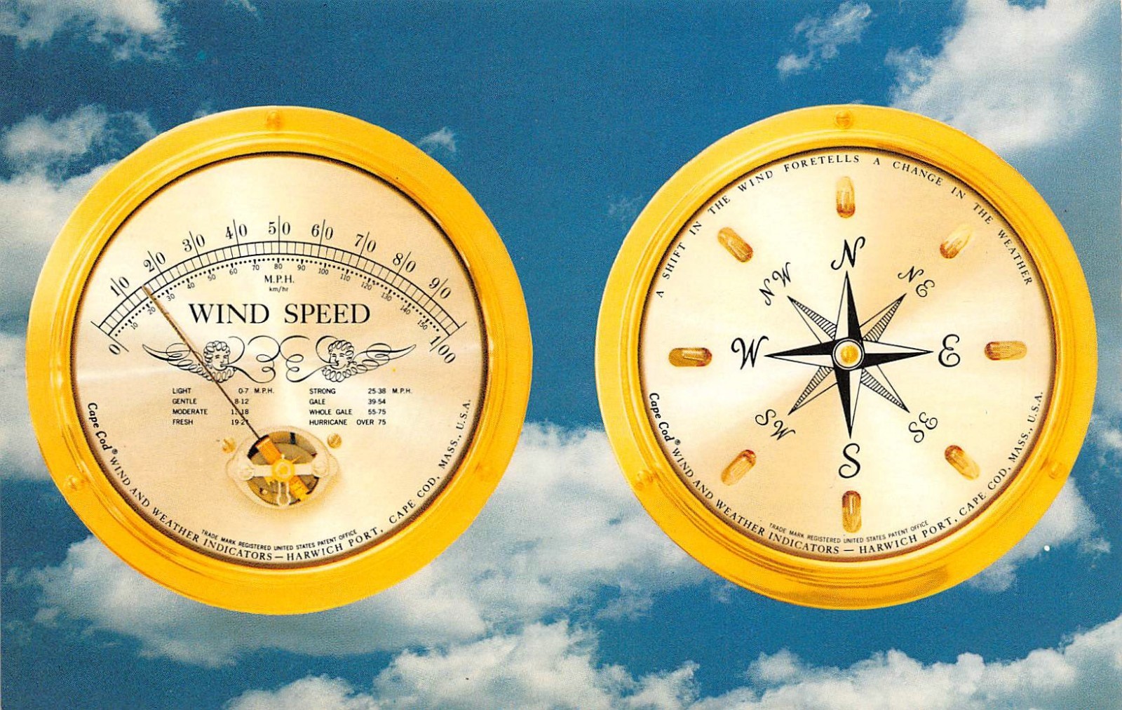 Cape Cod Wind Speed Indicator & Wind Compass Indicator Vtg Advertising ...