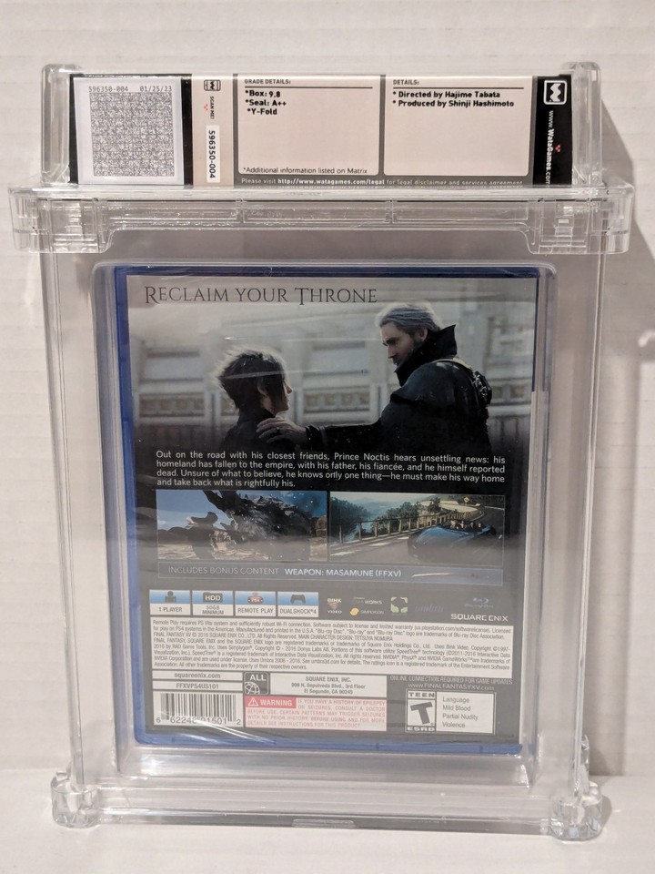 1st Print Day One Final Fantasy XV 15 (PlayStation 4, 2016) PS4 WATA 9. ...